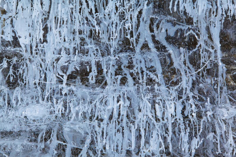Texture of Winter Ice on a Stone Cliff. Blue Natural Ice Background ...