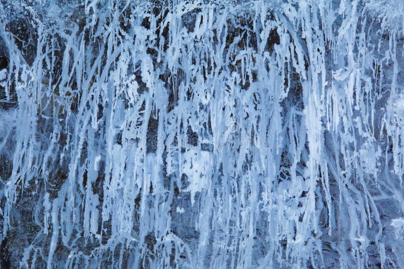 Texture of Winter Ice on a Stone Cliff. Blue Natural Ice Background ...