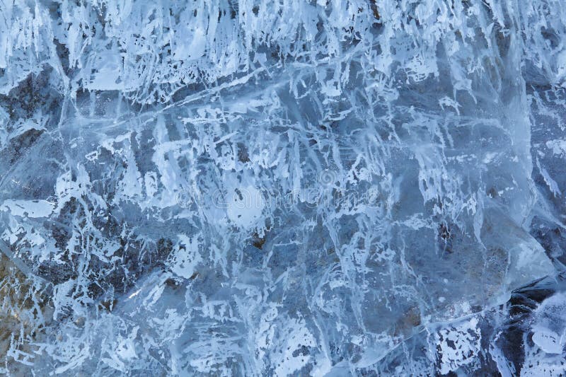 Texture of Winter Ice on a Stone Cliff. Blue Natural Ice Background ...