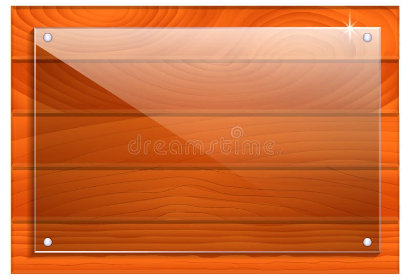 Glass Plaque on Wooden Background. 3D Illustration Stock Illustration ...