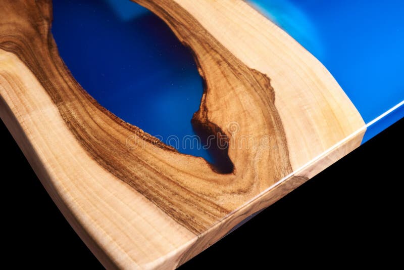 Texture of a Wooden Table with Epoxy Resin Isolated on Black Stock ...