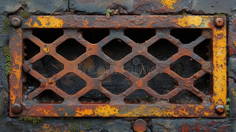 Texture of Worn Down Metal Grate Covering a Sewer Drain Stock Photo ...
