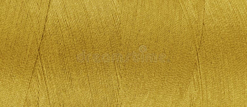 Texture of Yellow Color Threads in Spool Close Up, Macro. Wide Banner ...