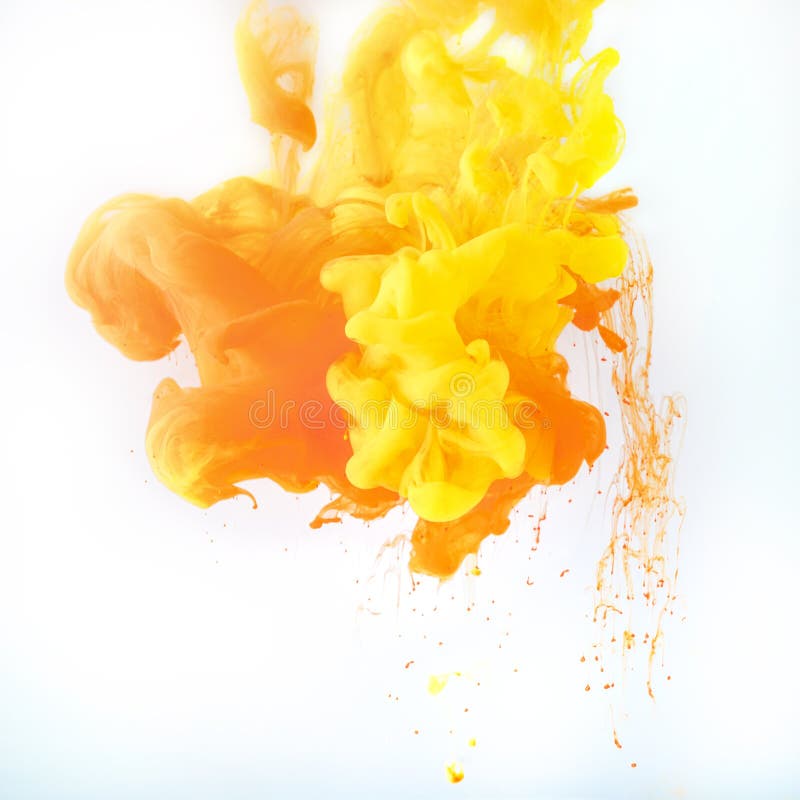 Texture with Yellow and Orange Paint Splashes, Isolated on White Stock ...