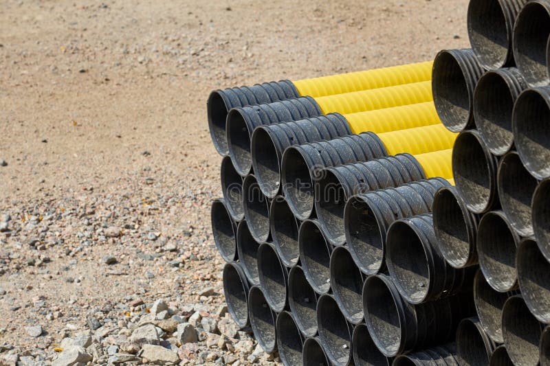 Texture of Yellow Rubber Pipes on Construction As Background. Stock ...