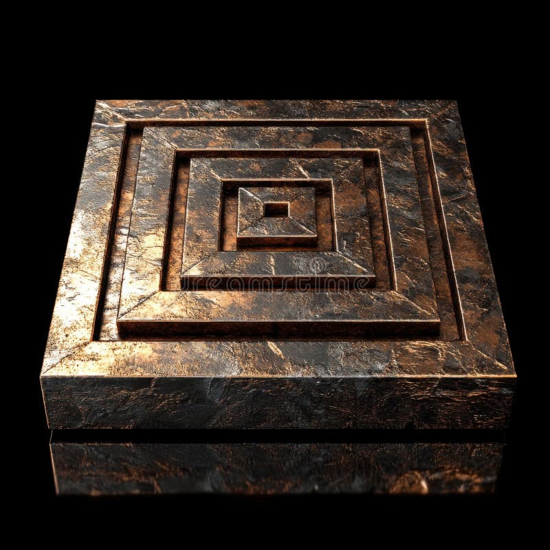 Textured Abstract Art Piece with Metallic Box and Square Patterns with ...