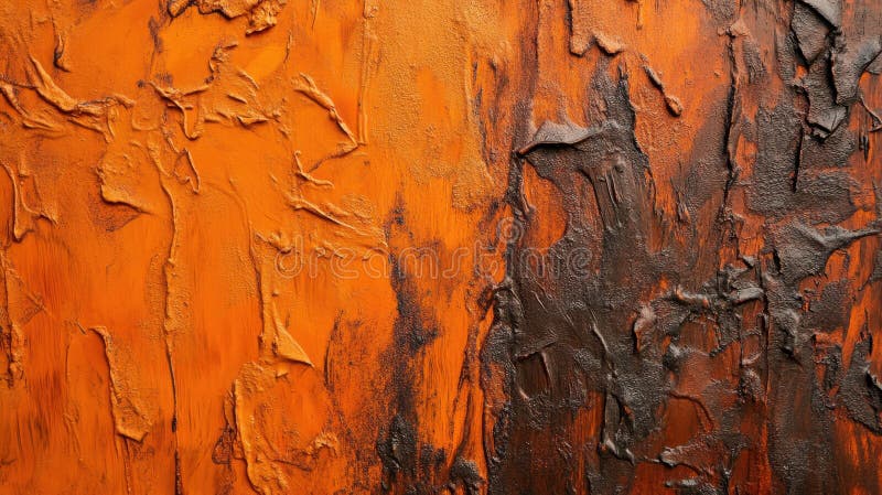 A Textured Abstract Artwork Featuring Orange and Brown Painted Surfaces ...