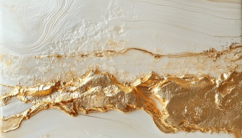 Textured Abstract Artwork with Gold Accents, Flowing White Patterns ...