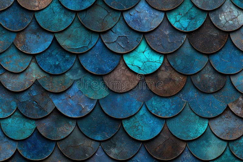 Textured Abstract Background of Overlapping Blue and Brown Scales Stock ...