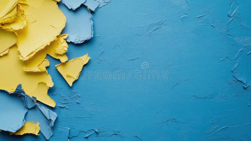 Textured Abstract Blue and Yellow Color Peeling Painted Surface ...
