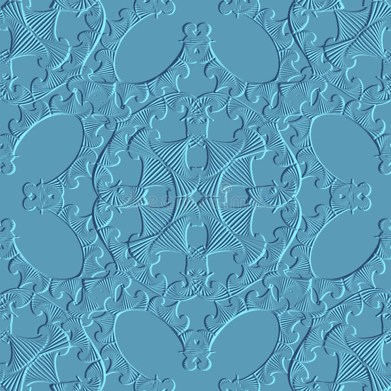 Textured Abstract 3d Seamless Pattern. Embossed Modern Vector Blue ...
