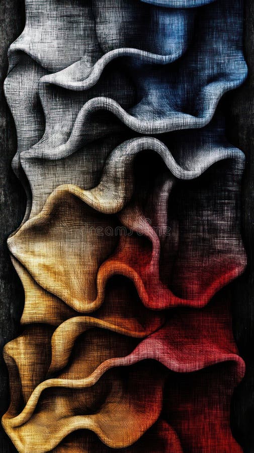 A Textured Abstract Design Featuring Flowing Fabric-like Waves in ...