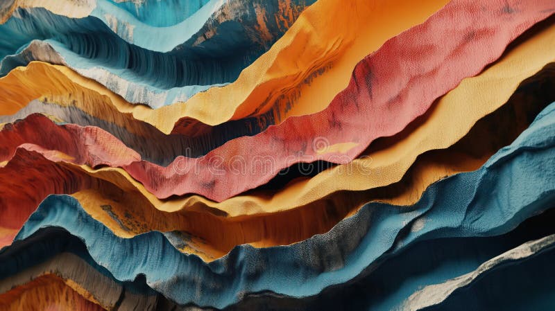 Textured Abstract Featuring Layered Waves of Multicolored Materials ...