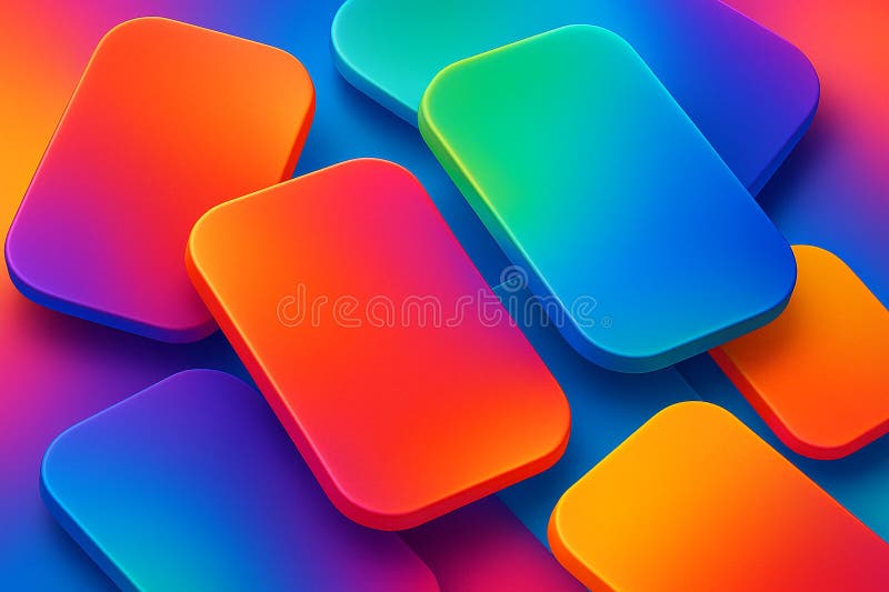 A Modern Digital Illustration Featuring Vibrant, Rounded 3D Rectangular ...