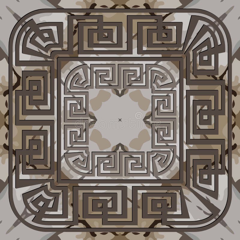 Textured Abstract Grunge Vector Seamless Pattern. Greek Square Frames ...