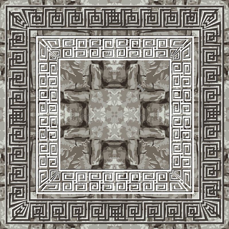 Textured Abstract Grunge Vector Seamless Pattern. Greek Square Frames ...