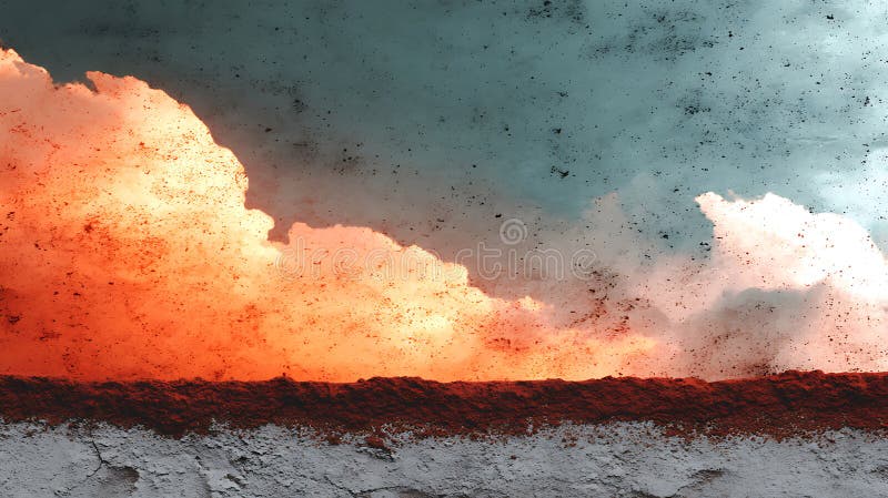 Abstract Landscape Grunge Texture with Dramatic Sky Bright Clouds and ...