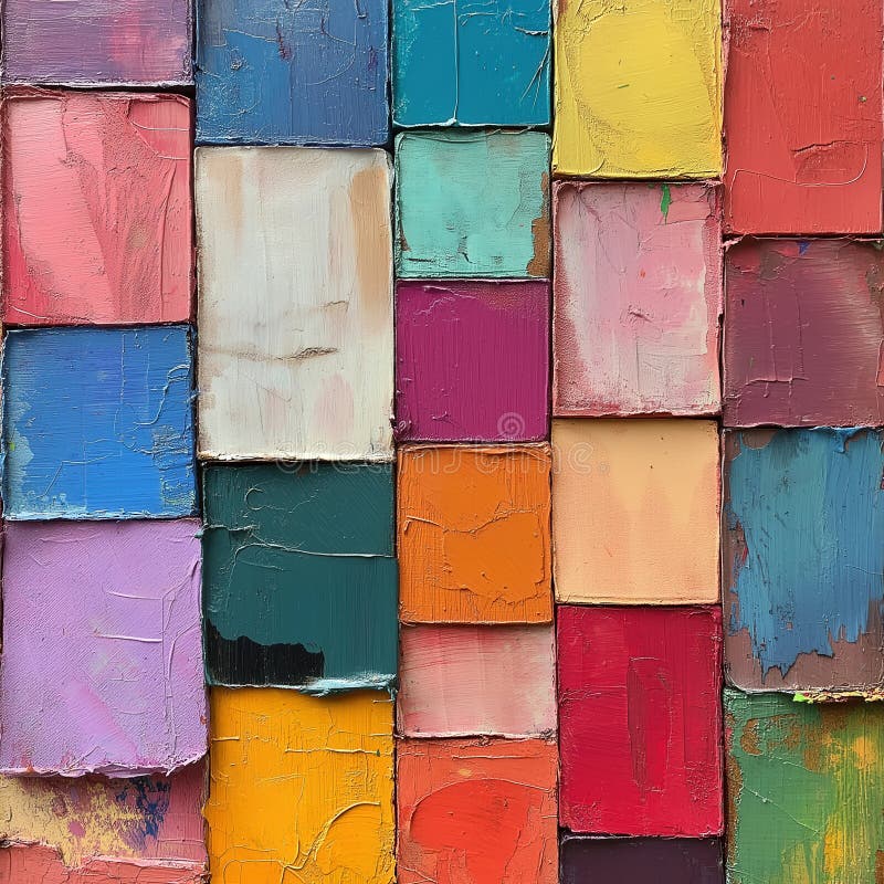 Textured Abstract Painting from Colored Rectangles. Stock Image - Image ...