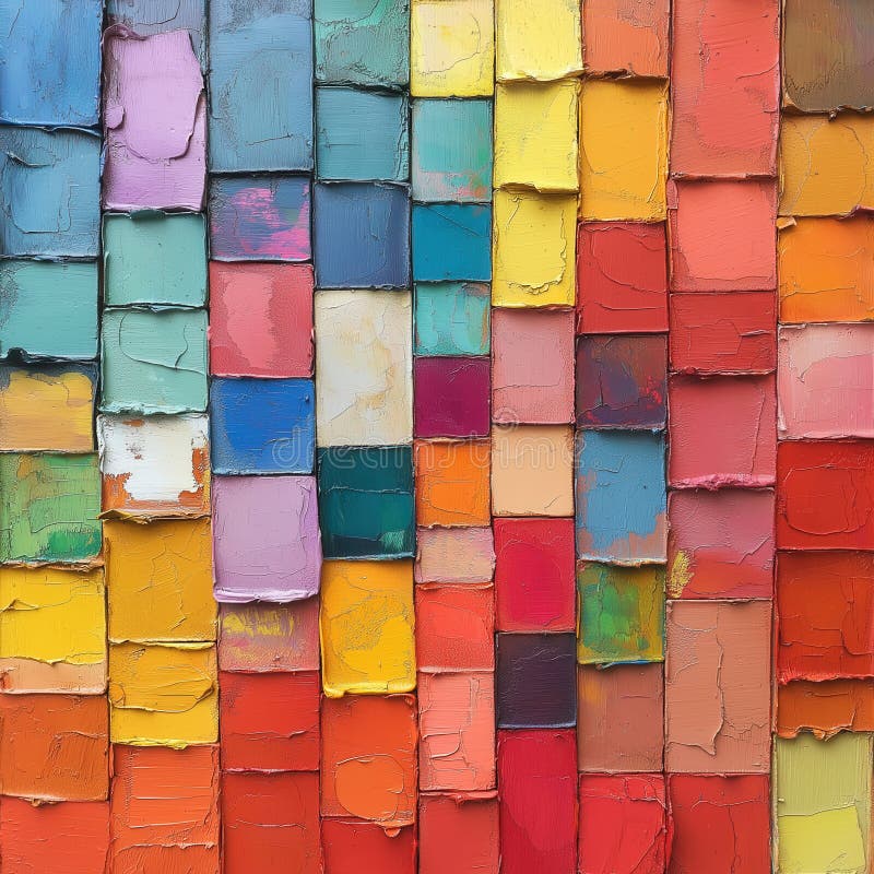 Textured Abstract Painting from Colored Rectangles. Stock Photo - Image ...