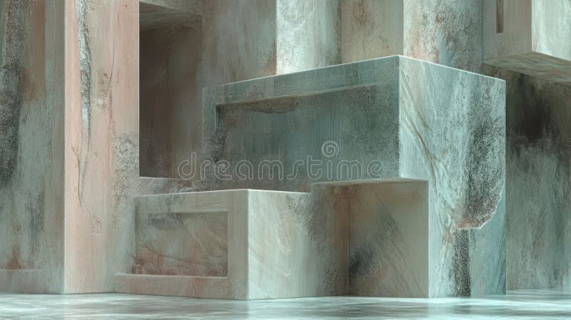 A Textured, Abstract Structure with Layered Geometric Forms and Soft ...