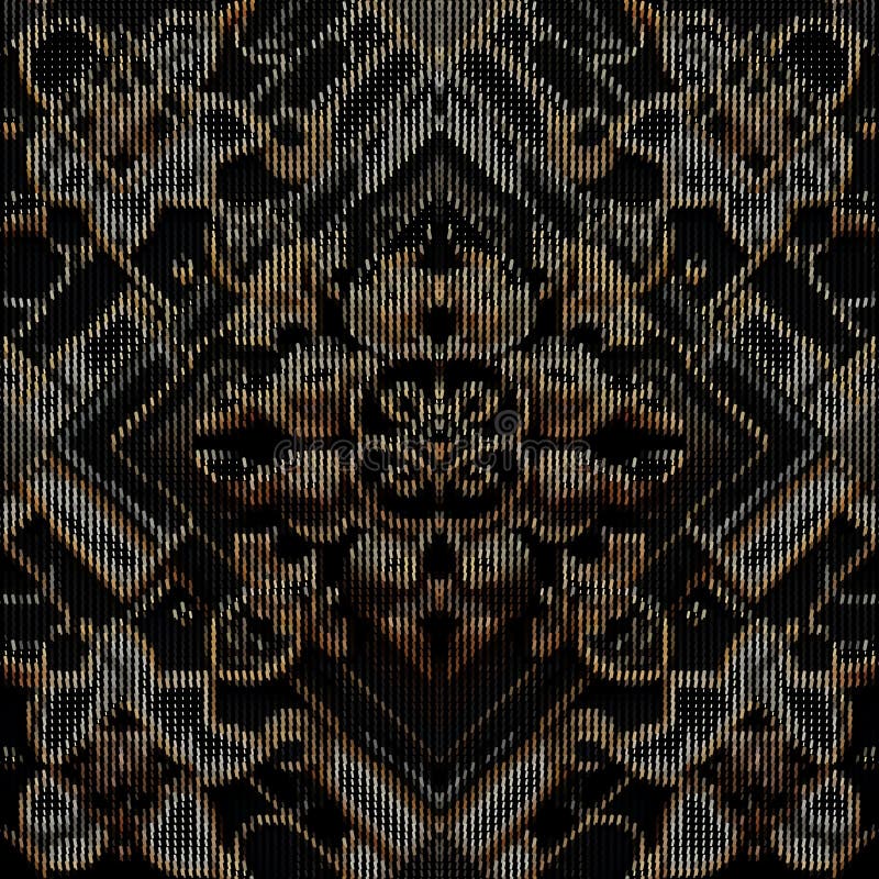 Textured Ancient Style Floral Dashed Lines Seamless Pattern. Ornamental ...