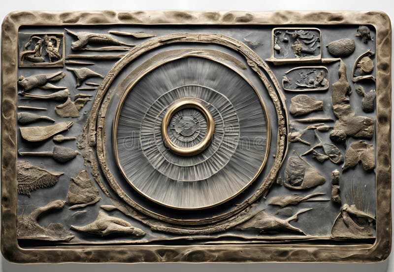 A Textured Antique Metal Plate with Embossed Circular Patterns Stock ...