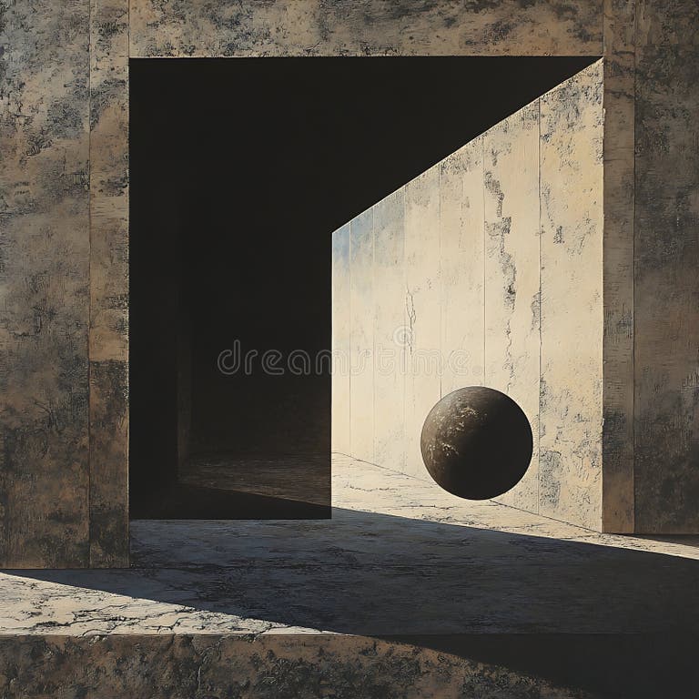 Textured Archway with Floating Sphere and Dramatic Shadows Stock ...