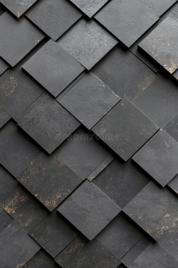 Textured Arrangement of Dark Square Tiles Creating a Modern Wall Design ...