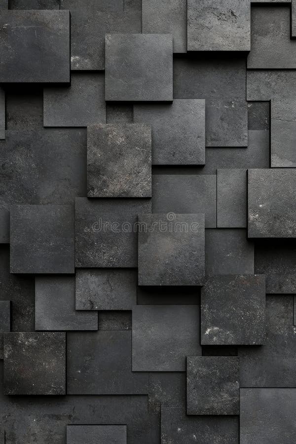 Textured Arrangement of Dark Square Tiles Creating a Modern Wall Design ...