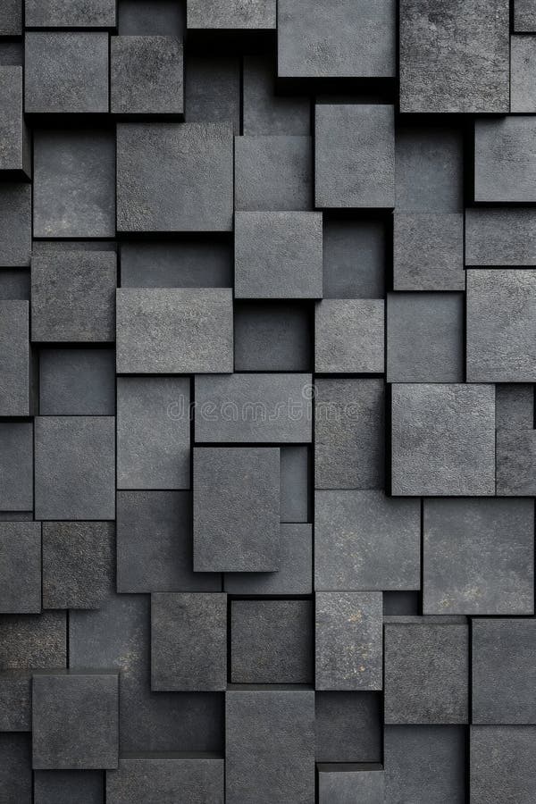 Textured Arrangement of Dark Square Tiles Creating a Modern Wall Design ...