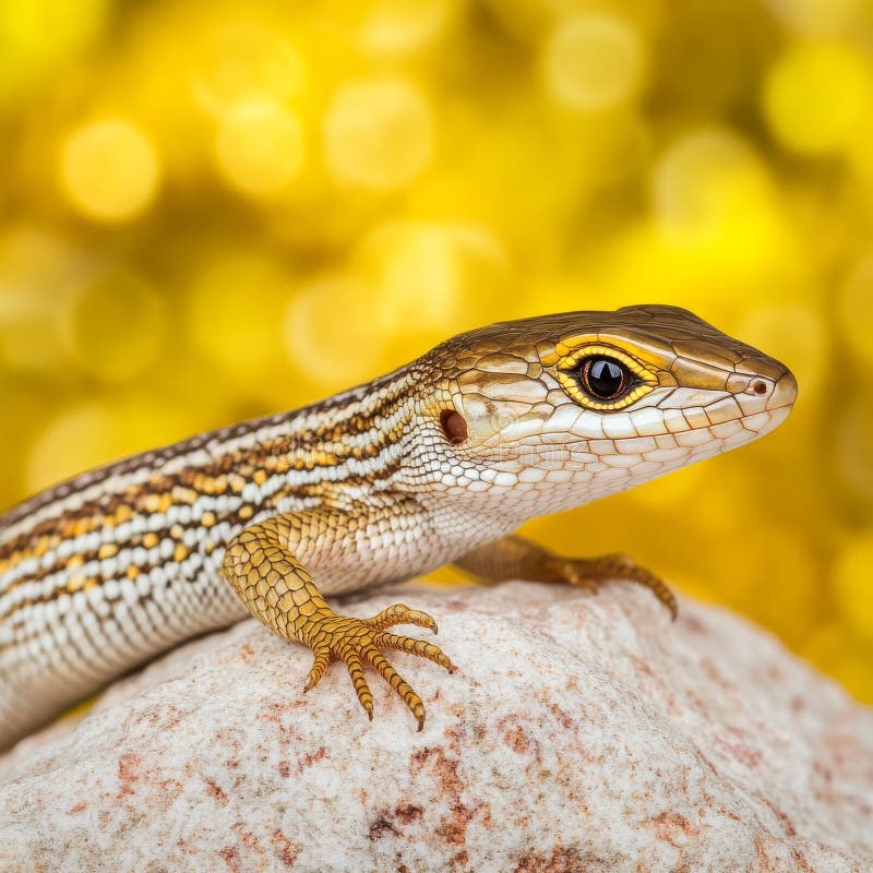 A Textured Artistic Image Featuring a Regal Lizard on Golden Rock Stock ...