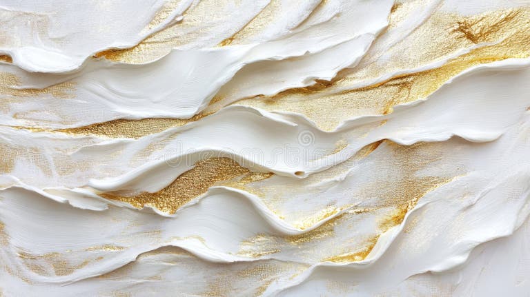 Textured Artwork Showcases Flowing White Forms Accented with Luminous ...