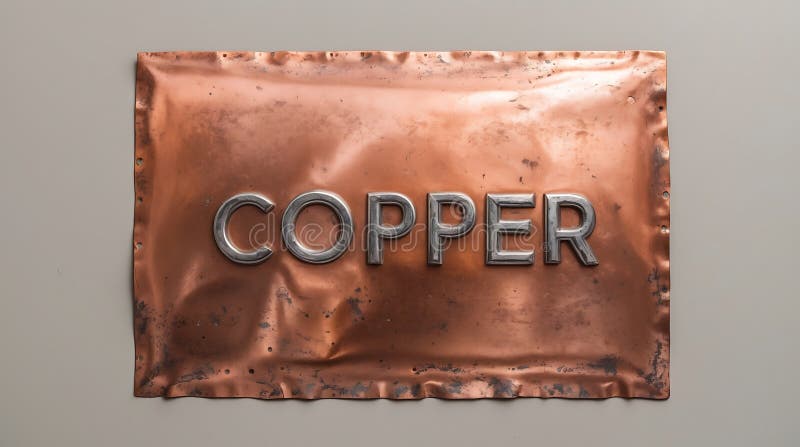 Pressed Copper Artwork Featuring the Word Copper with Textured Design ...