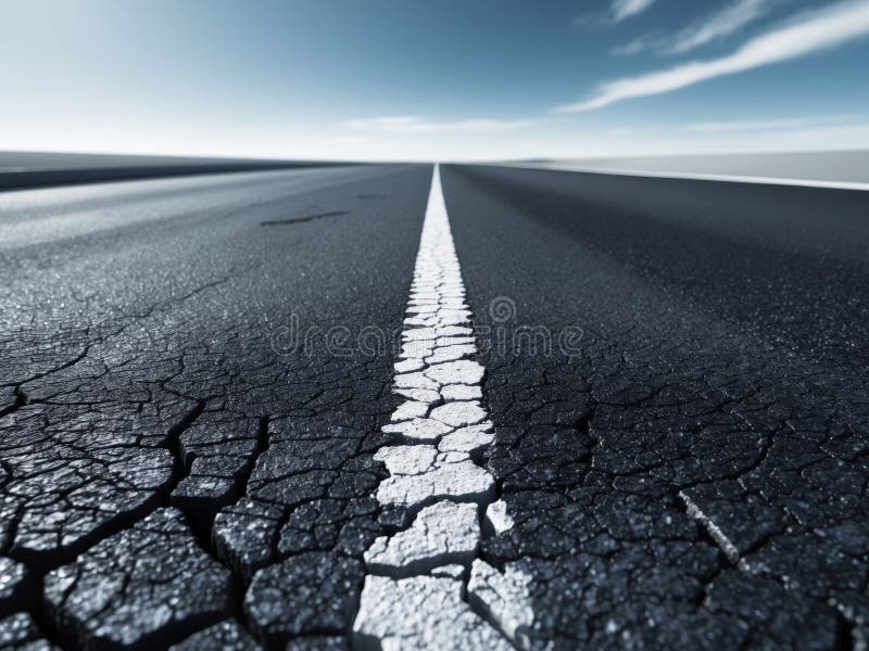 Textured Asphalt Road with White Dashed Line Stock Photo - Image of ...