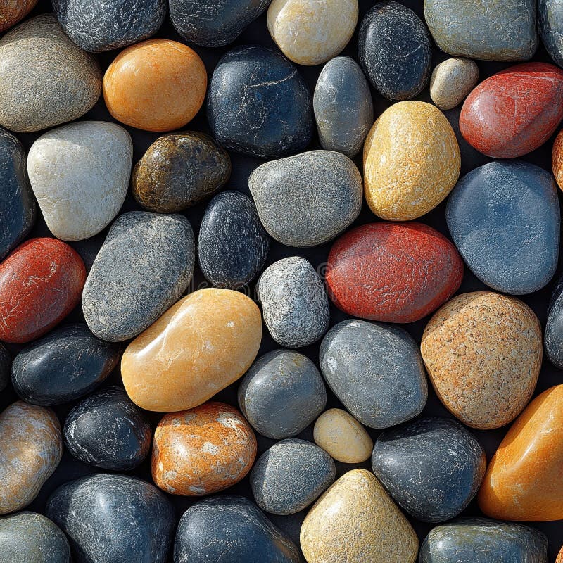 Textured Background of Colored Pebbles on a Beach, Featuring Vibrant ...