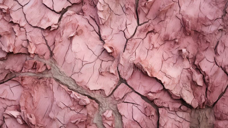 Textured Background of Cracked Pink Tree Bark with Different Shapes ...