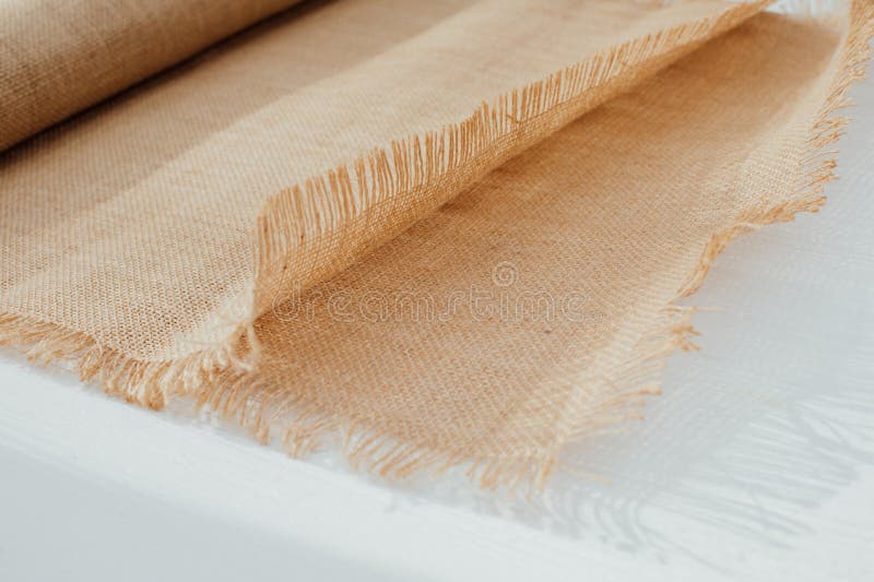 Textured Background for Design. Brown Burlap Fabric on a White ...