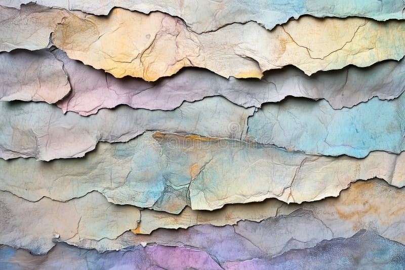 Textured Background Featuring Layers of Torn Paper in Soft Pastel ...