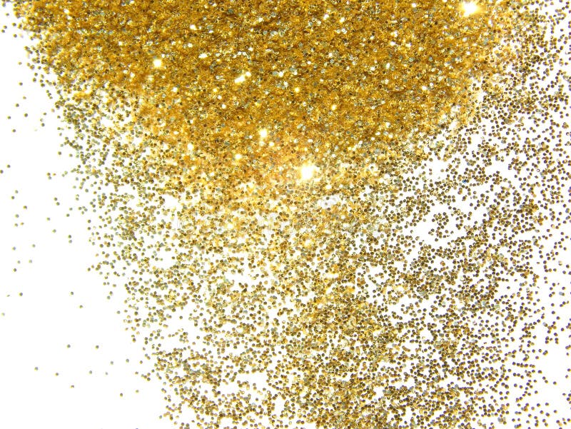 Textured Background with Golden Glitter Sparkle on White, Decorative ...
