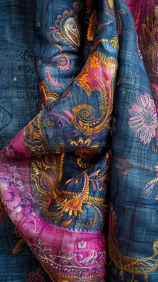 Textured Background with Handmade Textiles Featuring Traditional Indian ...