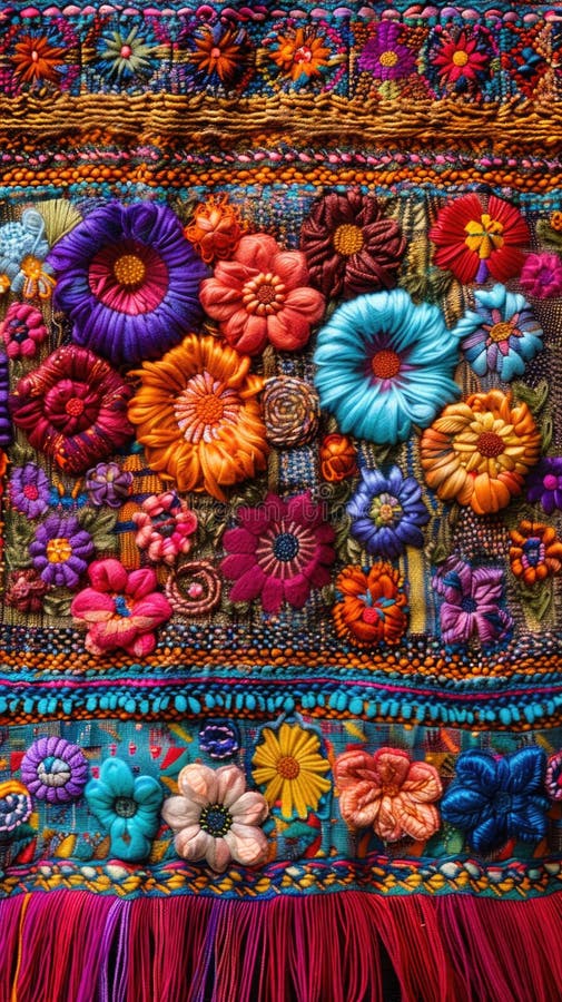 Textured Background with Handmade Textiles Featuring Traditional ...