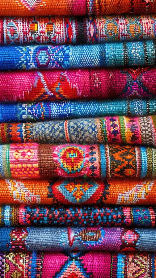 Textured Background with Handmade Textiles Featuring Traditional ...