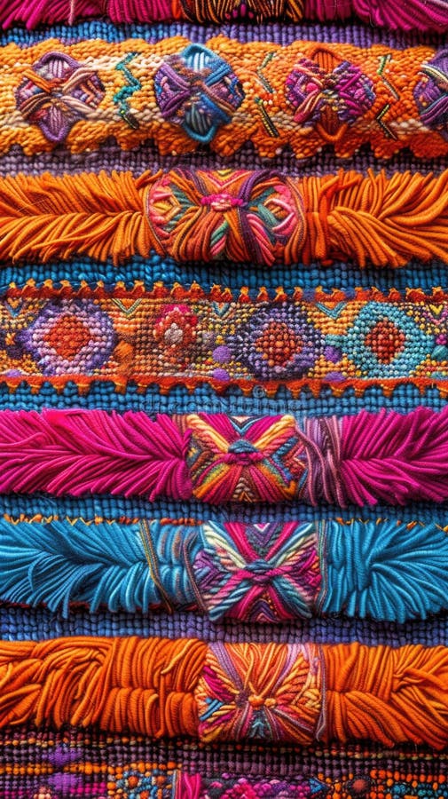 Textured Background with Handmade Textiles Featuring Traditional ...