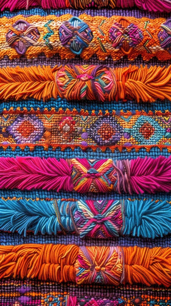 Textured Background with Handmade Textiles Featuring Traditional ...