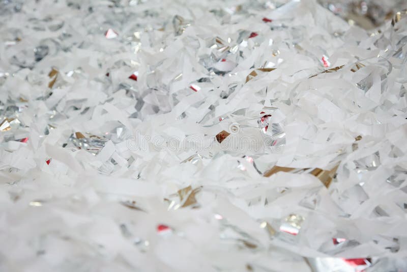 Textured Background of Shredded Paper, Top View of Many Strips of White ...