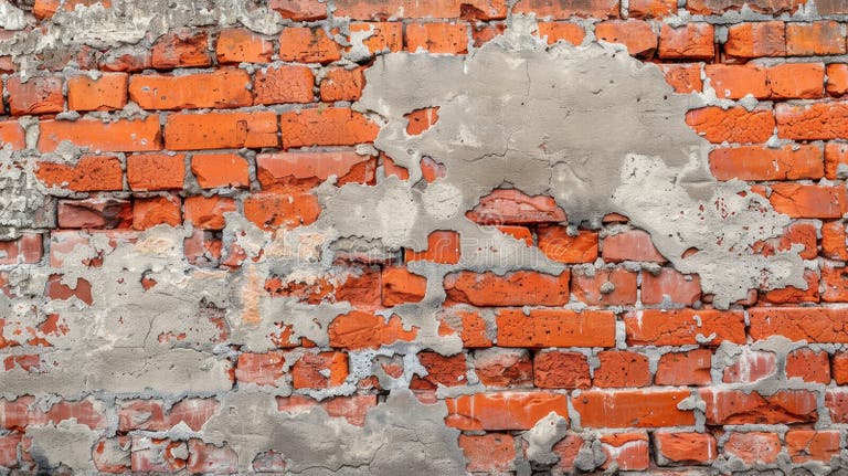 Textured Background of Weathered Brick Wall with Peeling Plaster ...