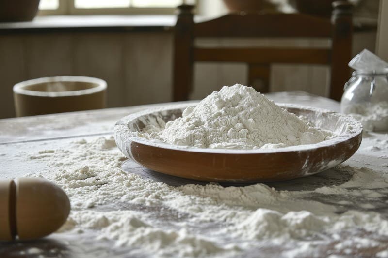 Textured Bakery Flour Table Rustic. Generate Ai Stock Photo - Image of ...