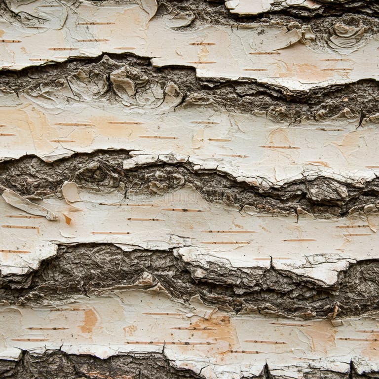 Textured Bark of a Birch Tree (Betula) Featuring Horizontal Peeling ...