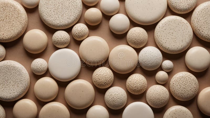 Textured Beige Circles Arranged on a Flat Surface Creating a Natural ...