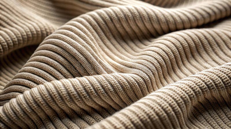 Textured Beige Knit Fabric Draped in Soft Waves, Showcasing the ...